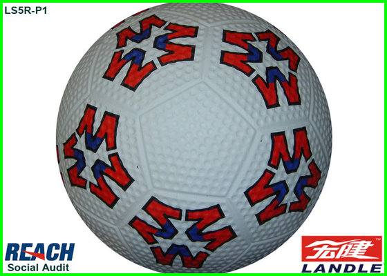China White Rubber Footballs Standard Size Soccer Ball , Pimple / Pebble Surface supplier