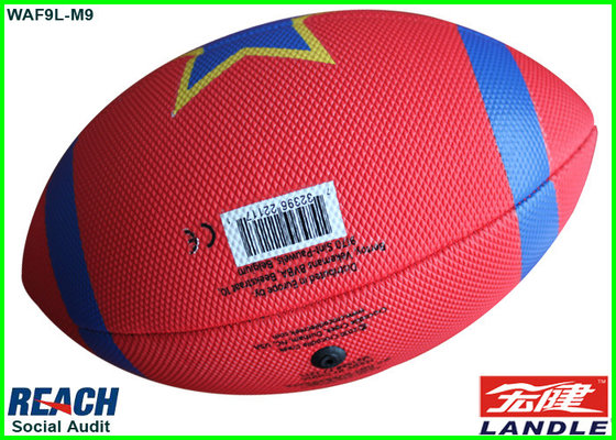 China Professional Rubber Red American Football Balls / Inflatable Rugby Ball Size 3 supplier