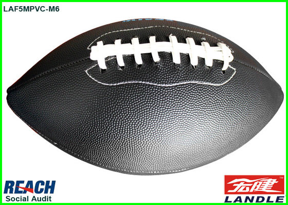 China Official Size 9 American Football Balls Black Rugby Ball , Embossed Printing supplier