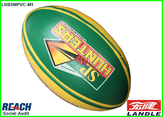 China Machine Stitched Customized Size 5 Rugby Balls in PVC Synthetic Leather supplier