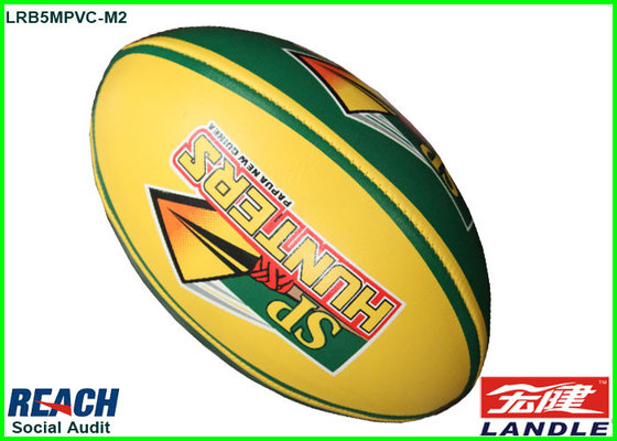 China Personalized Four Panel Green Yellow Rugby Ball For Advertisment supplier