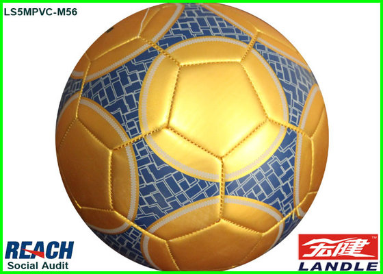 China Golden Metallic Leather Soccer Ball With CMYK Printed Patterns / Soccer balls supplier
