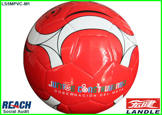 China Custom Printed Machine Stitched Soccer Ball Regulation Size , Red supplier