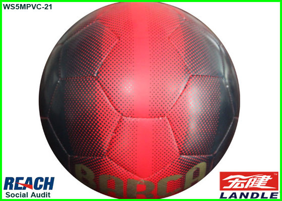 China Leather Footballs Size 5 Red Official Soccer Balls 13cm - 22cm Diameter supplier