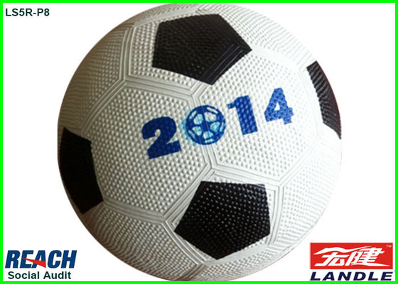 China Custom Printed 2014 Rubber Soccer Ball with OEM Logo , White and Red supplier