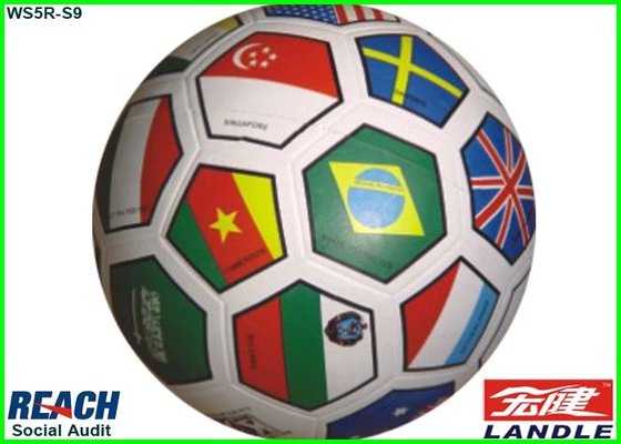 China Official Size Colored Flag Soccer Ball Customized , Smooth Golf Pebble Printing supplier