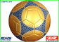 Golden Metallic Leather Soccer Ball With CMYK Printed Patterns / Soccer balls supplier