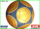 Golden Metallic Leather Soccer Ball With CMYK Printed Patterns / Soccer balls supplier